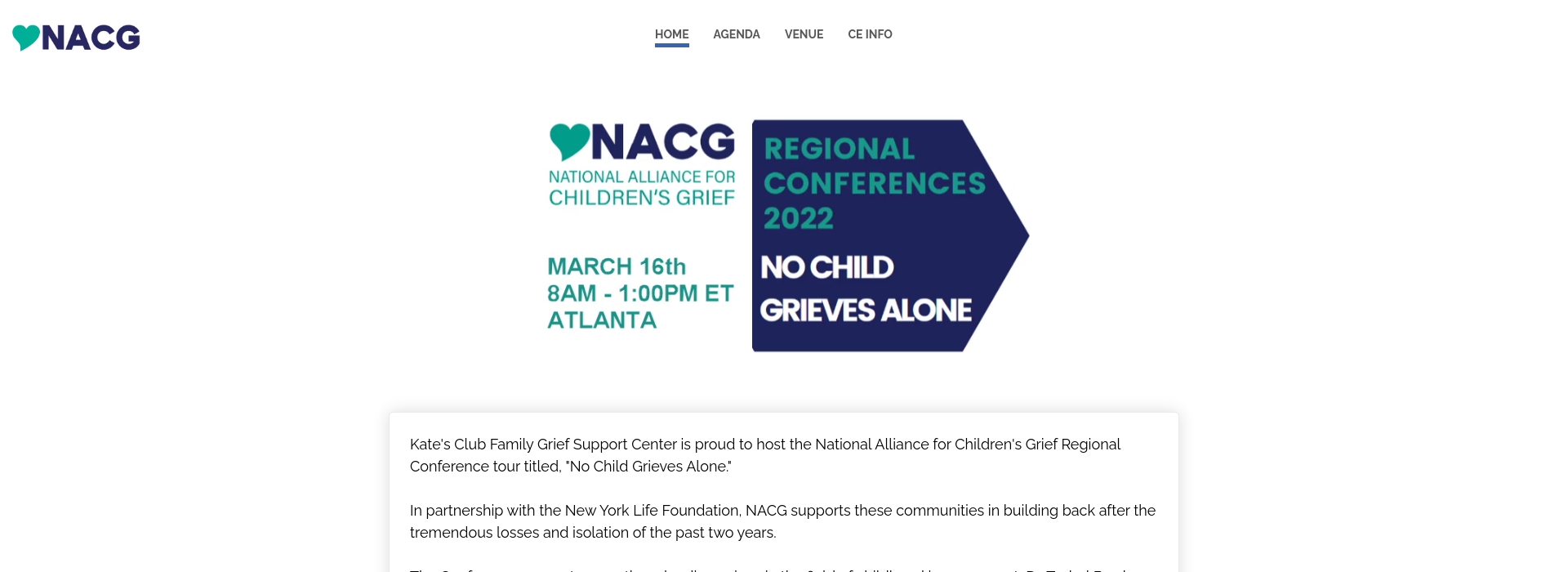 NACG 2022 Regional Conference: No Child Grieves Alone