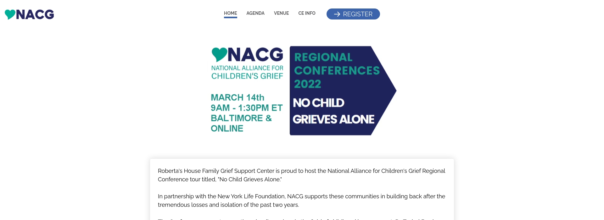 NACG 2022 Regional Conference: No Child Grieves Alone
